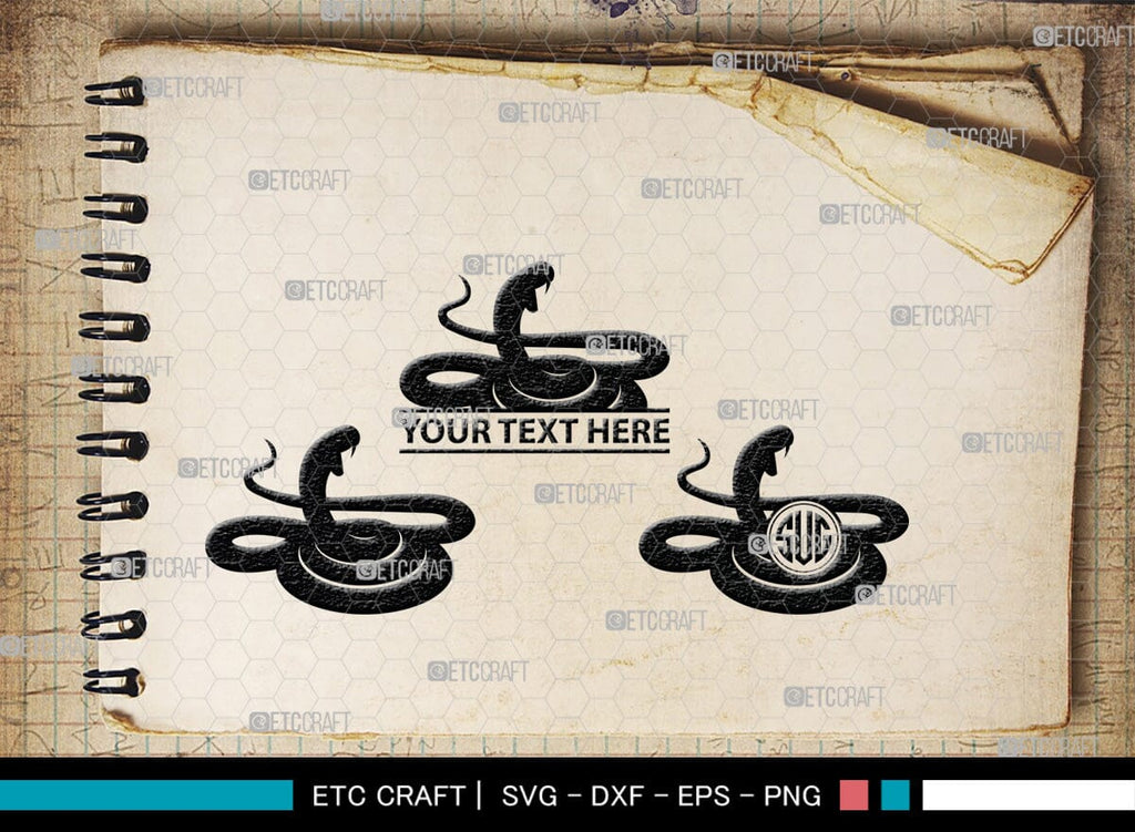 Snake Monogram, Snake Silhouette, Snake SVG, Serpent Svg, Viper Snake ...