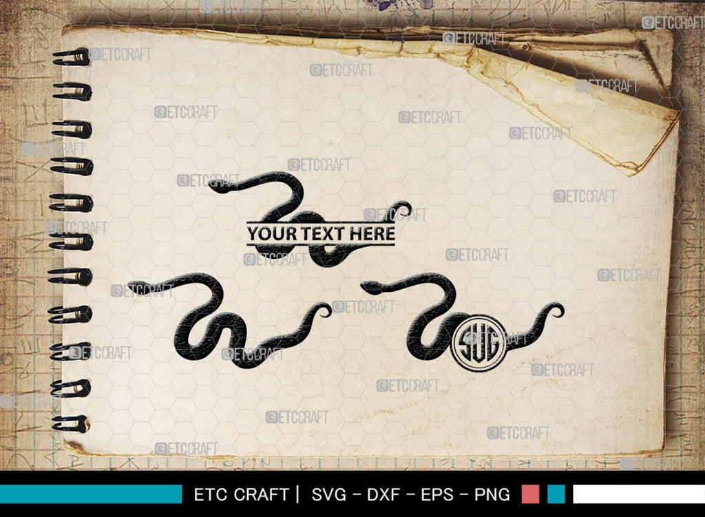 Snake Monogram, Snake Silhouette, Snake SVG, Serpent Svg, Viper Snake ...