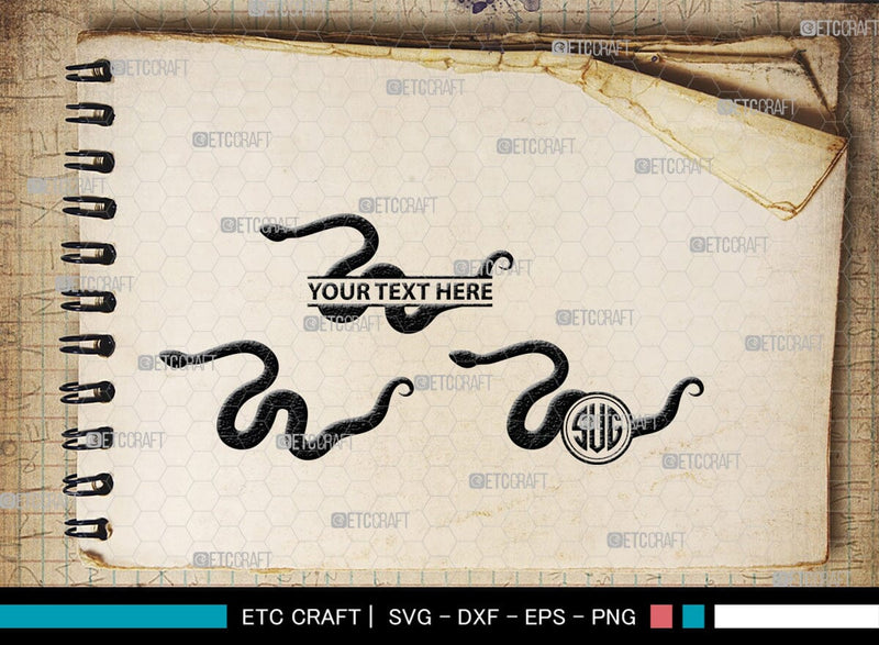 Snake Monogram, Snake Silhouette, Snake SVG, Serpent Svg, Viper Snake ...