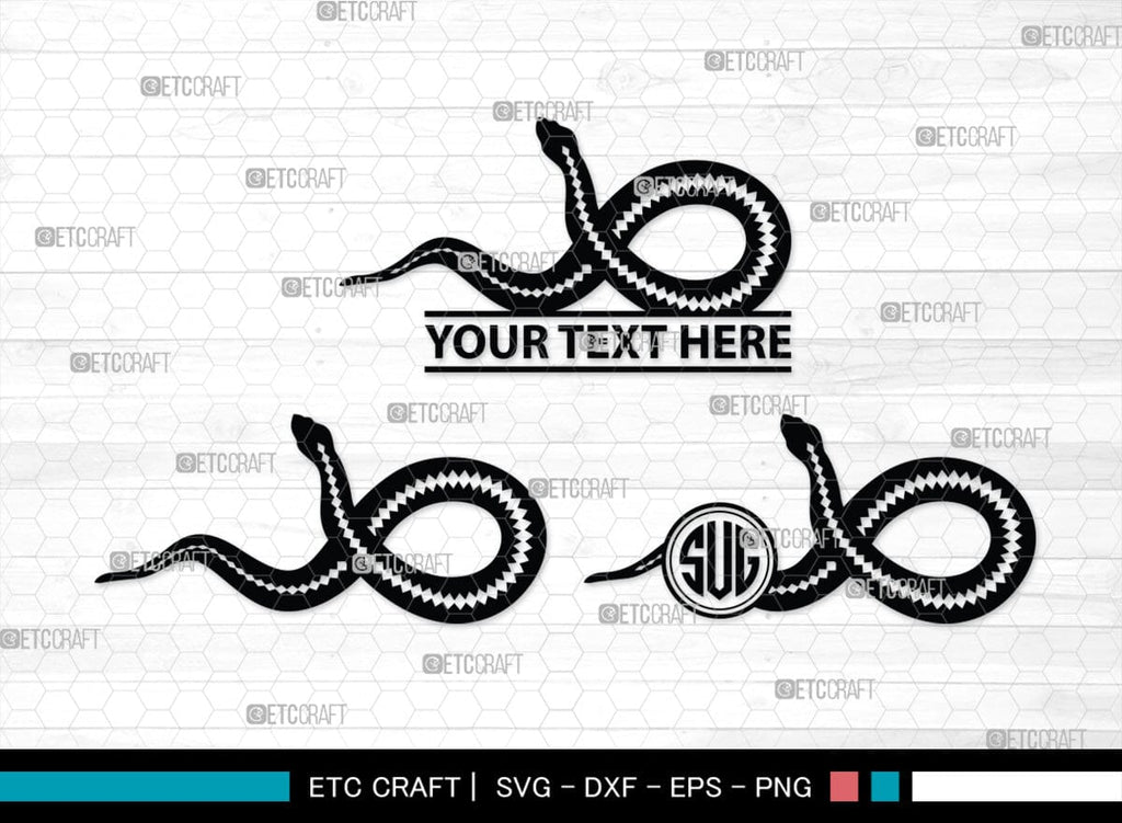 Snake Monogram, Snake Silhouette, Snake SVG, Serpent Svg, Viper Snake ...