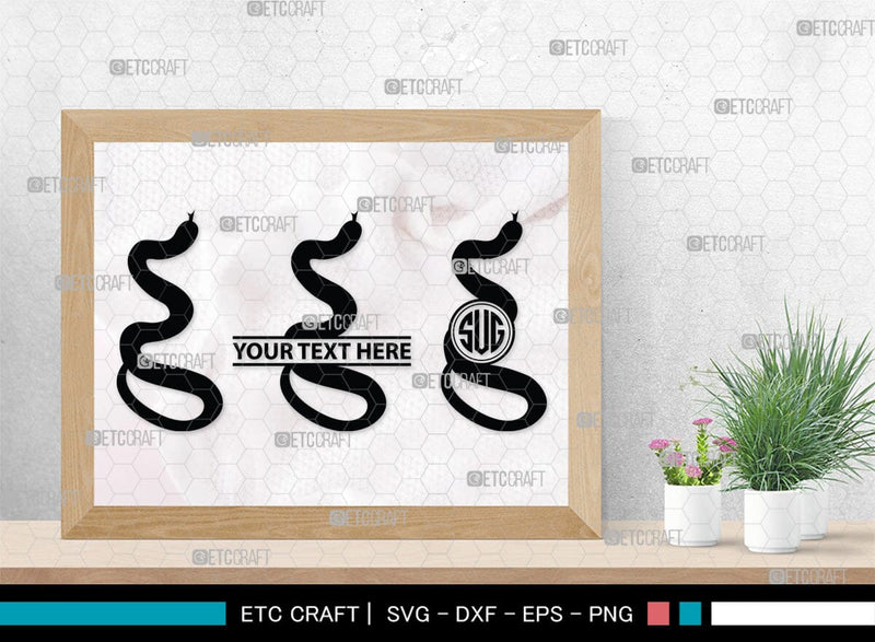Snake Monogram, Snake Silhouette, Snake SVG, Serpent Svg, Viper Snake ...