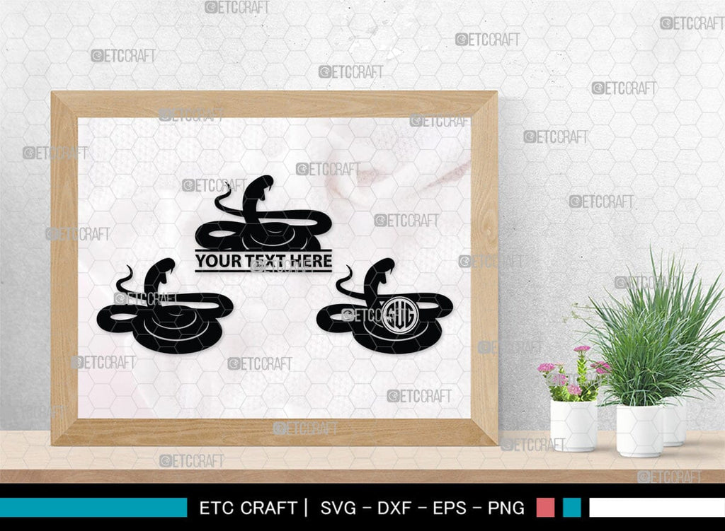 Snake Monogram, Snake Silhouette, Snake SVG, Serpent Svg, Viper Snake ...