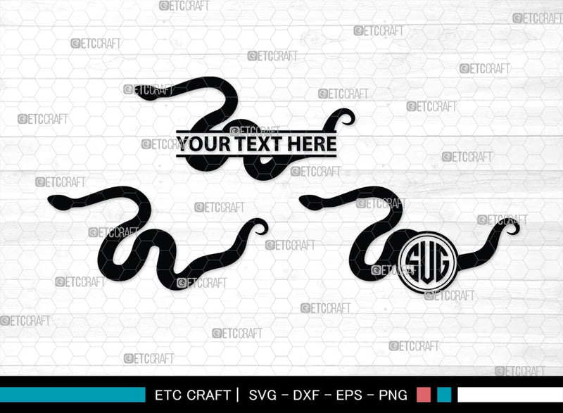 Snake Monogram, Snake Silhouette, Snake SVG, Serpent Svg, Viper Snake ...