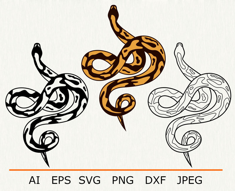 Snake svg, Ball python svg silhouette, Snake clipart - So Fontsy