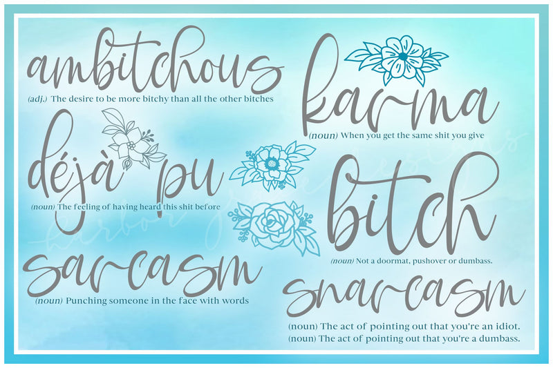 Snarky Sarcastic Words Definition Bundle SVG Files for Cricut ...