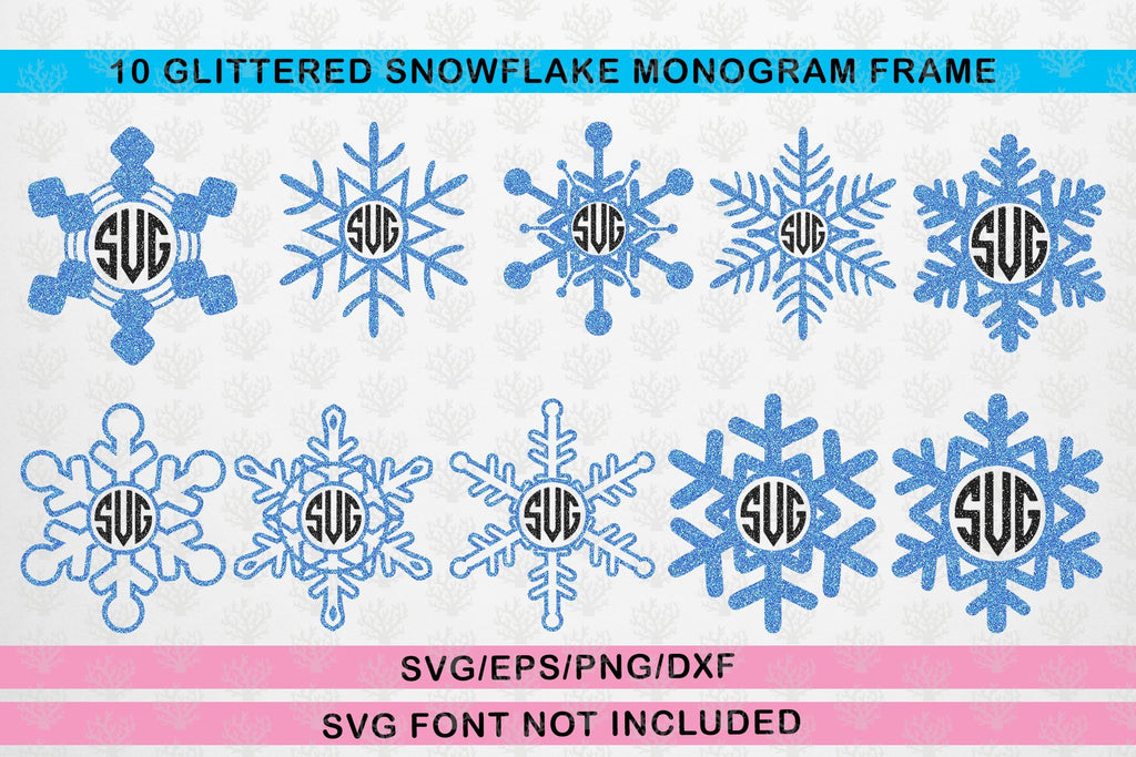 Snowfall Svg Monogram Frame Bundle – Christmas SVG EPS DXF PNG Cutting ...