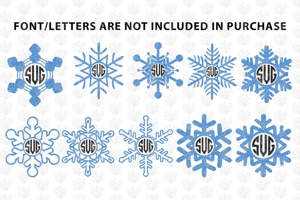 Snowfall Svg Monogram Frame Bundle – Christmas SVG EPS DXF PNG Cutting ...