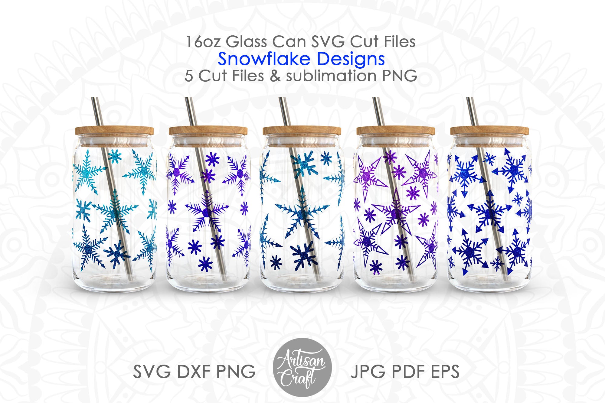 Snowflake Can Glass Wrap, Christmas Can SVG | So Fontsy