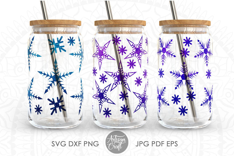 Snowflake Can Glass Wrap, Christmas Can SVG | So Fontsy