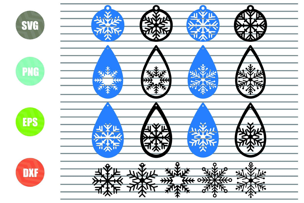 Snowflake Earrings Svg, Snowman Earrings, Christmas Earring SVG, Chris ...