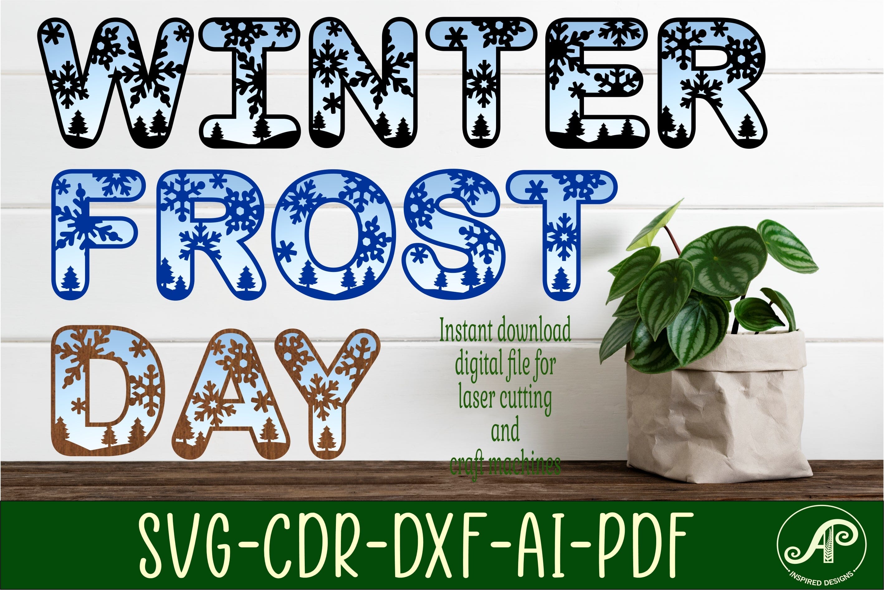 Snowflake letters alphabet set. 34 layered letters. - So Fontsy