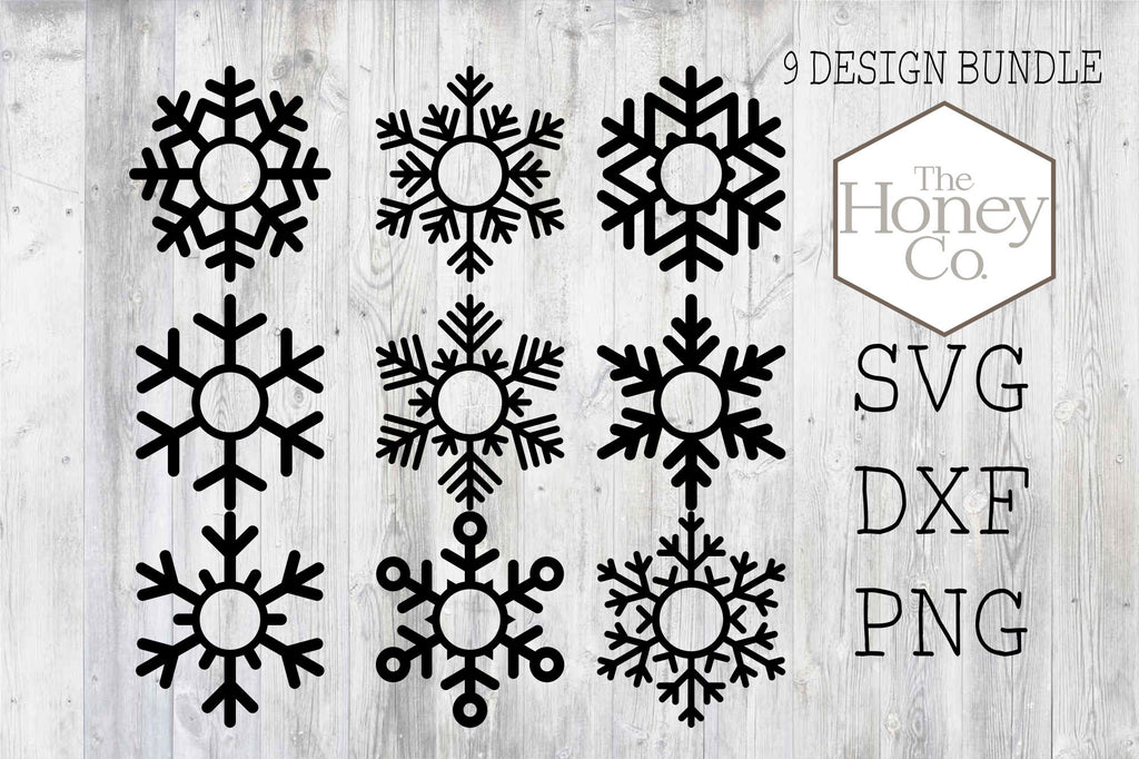 Snowflake Monogram Laser Cut Files SVG PNG DXF - So Fontsy