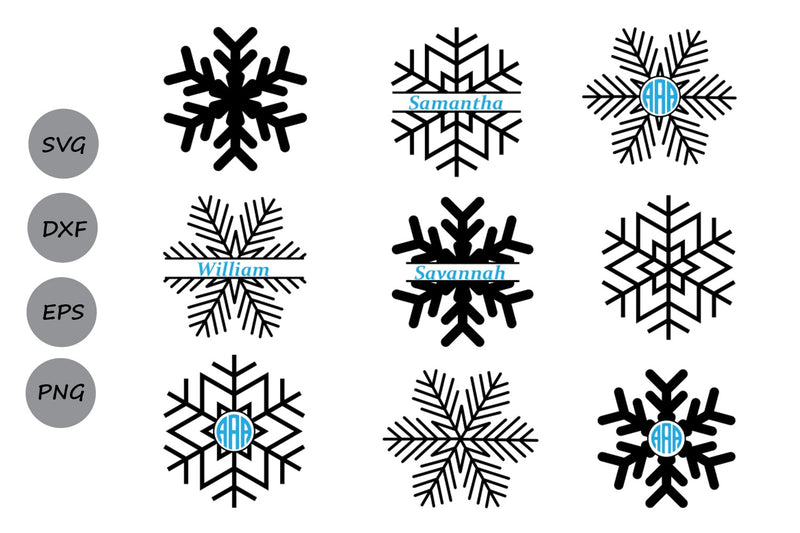 Snowflake Monogram| Snowflakes SVG Cut Files. - So Fontsy