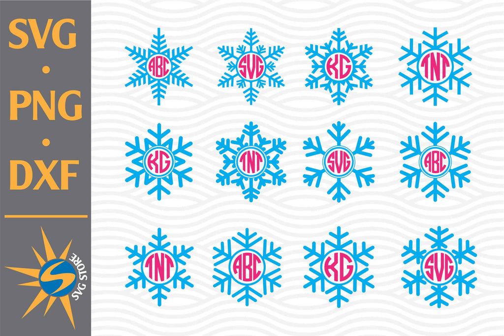 Snowflake Monogram SVG, PNG, DXF Digital Files Include - So Fontsy