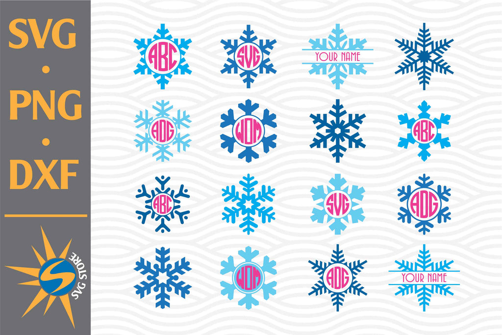 Snowflake Monogram SVG, PNG, DXF Digital Files Include - So Fontsy