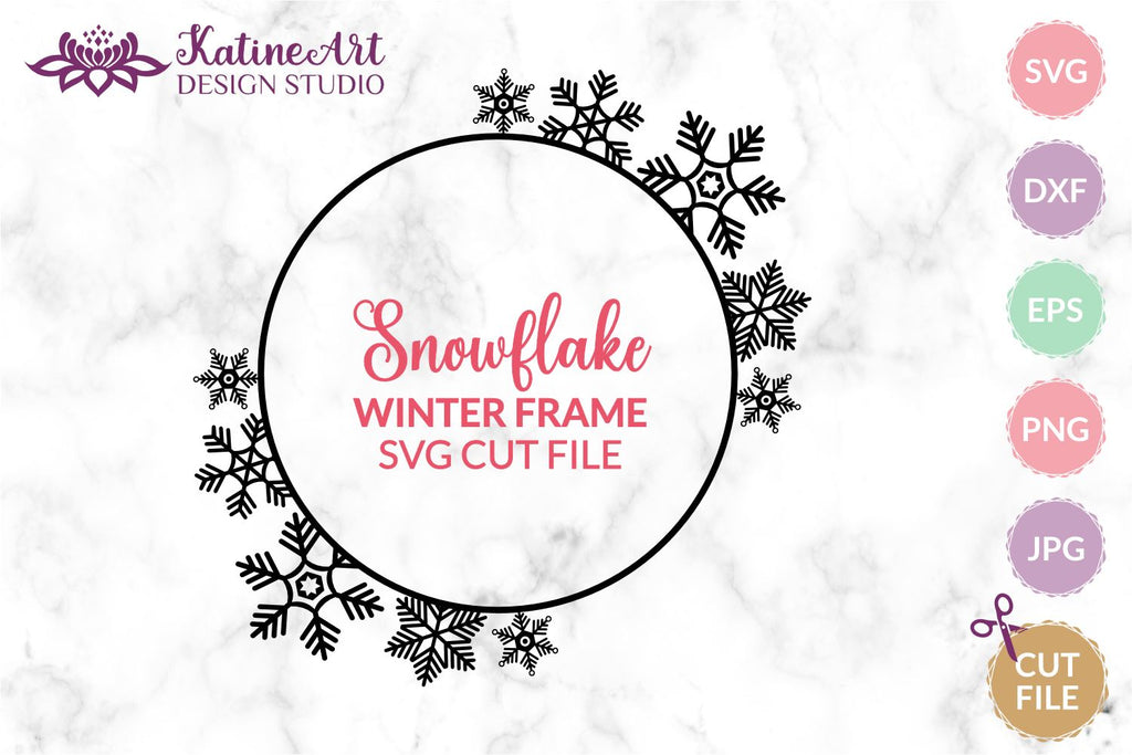 Snowflake Svg Circle Frame Christmas Winter Border Cut File for Cricut ...