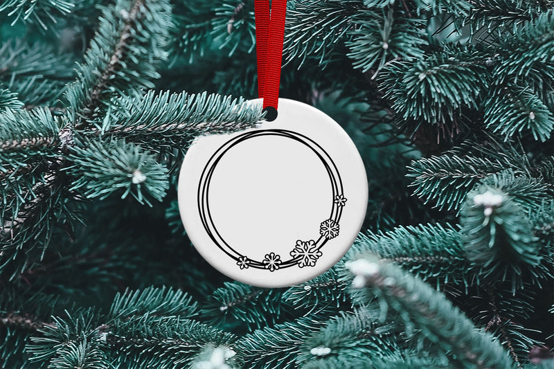 Snowflake SVG Frame, Christmas SVG Monogram, Circle Frame. - So Fontsy