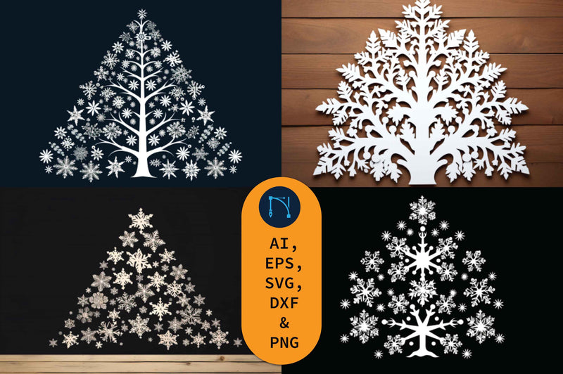 Snowflakes Christmas Tree SVG Bundle - So Fontsy