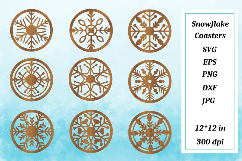 Snowflakes Coaster SVG. Christmas Coaster SVG. Coaster SVG - So Fontsy