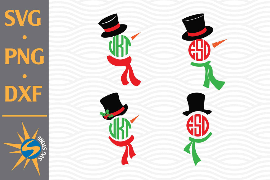 Snowman Face Monogram SVG, PNG, DXF Digital Files Include - So Fontsy