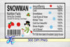 Snowman Nutrition Label - So Fontsy