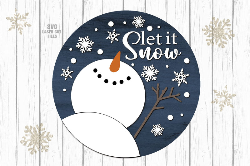 Snowman SVG | Let It Snow SVG | Christmas Sign SVG Laser Cut Files - So ...