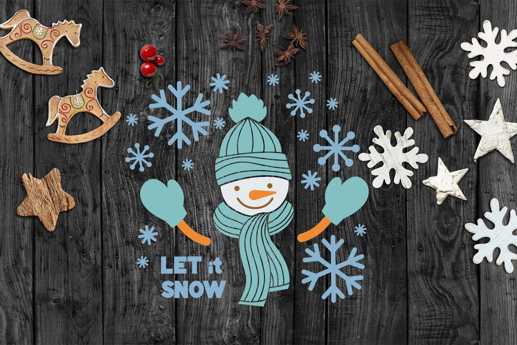 Snowman SVG, Let it Snow SVG, Snowflakes PNG with Snowman. - So Fontsy