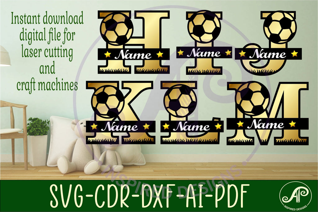 Soccer / football monogram letter bundle Name signs SVG - So Fontsy