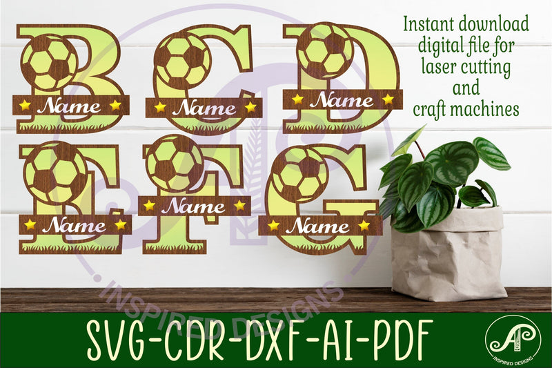 Soccer / football monogram letter bundle Name signs SVG - So Fontsy