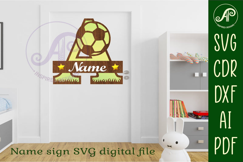 Soccer / football monogram letter bundle Name signs SVG - So Fontsy