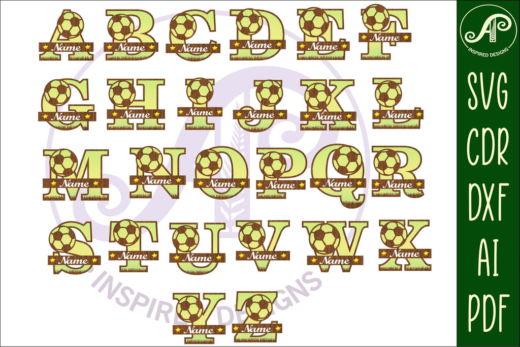 Soccer / football monogram letter bundle Name signs SVG - So Fontsy