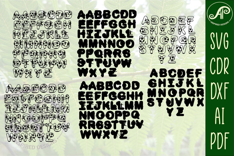 Soccer letters alphabet set. 112 layered letters. - So Fontsy