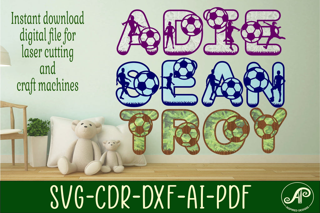 Soccer letters alphabet set. 112 layered letters. - So Fontsy