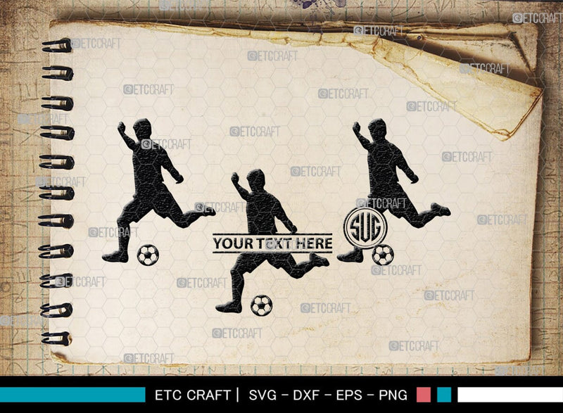 Soccer Player Monogram, Soccer Player Silhouette, Soccer Player SVG ...
