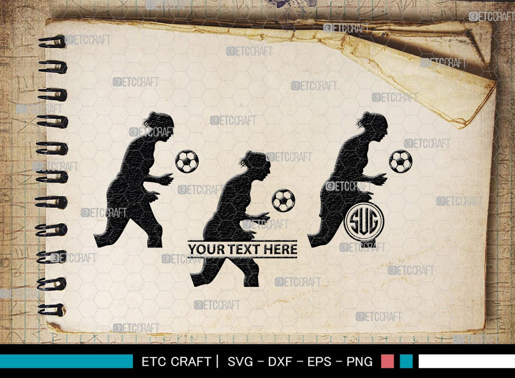 Soccer Player Monogram, Soccer Player Silhouette, Soccer Player SVG ...
