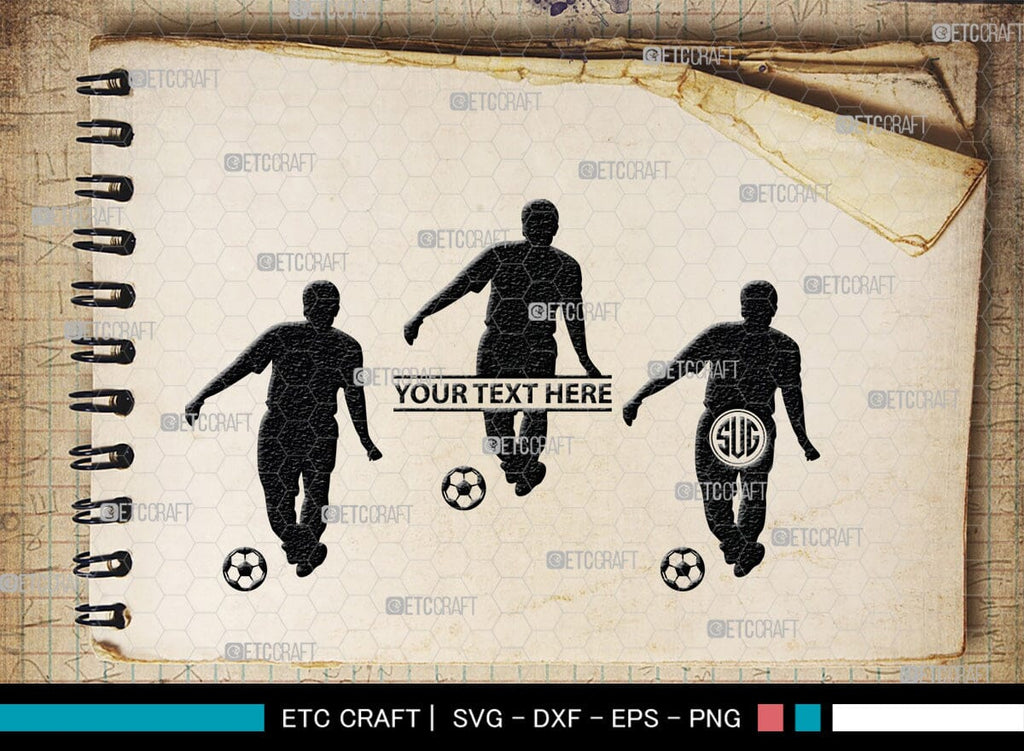 Soccer Player Monogram, Soccer Player Silhouette, Soccer Player SVG ...