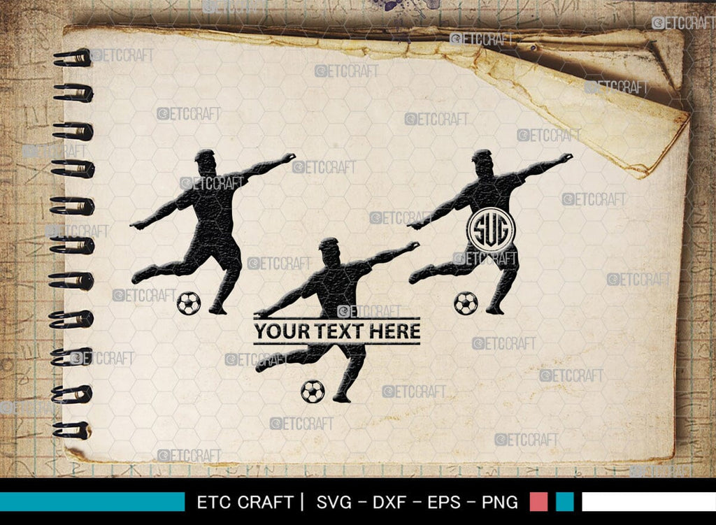 Soccer Player Monogram, Soccer Player Silhouette, Soccer Player SVG ...
