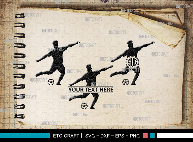 Soccer Player Monogram, Soccer Player Silhouette, Soccer Player SVG ...