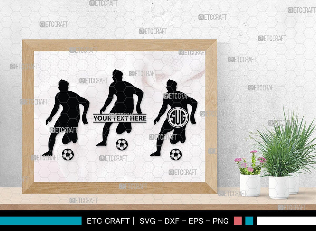 Soccer Player Monogram, Soccer Player Silhouette, Soccer Player SVG ...