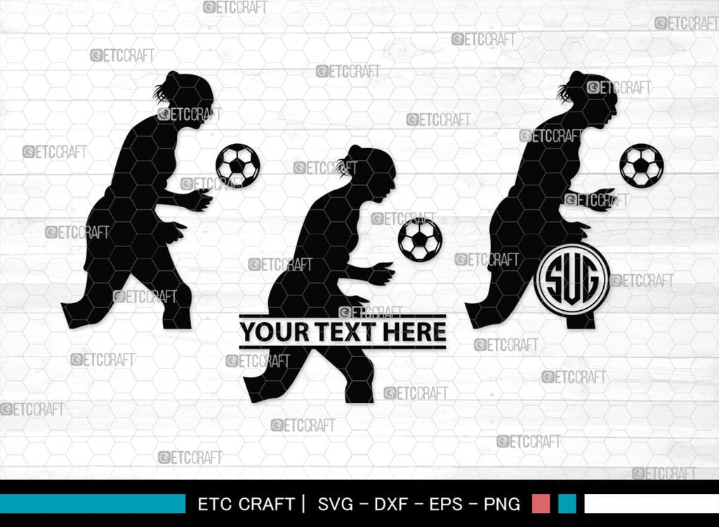 Soccer Player Monogram, Soccer Player Silhouette, Soccer Player SVG ...