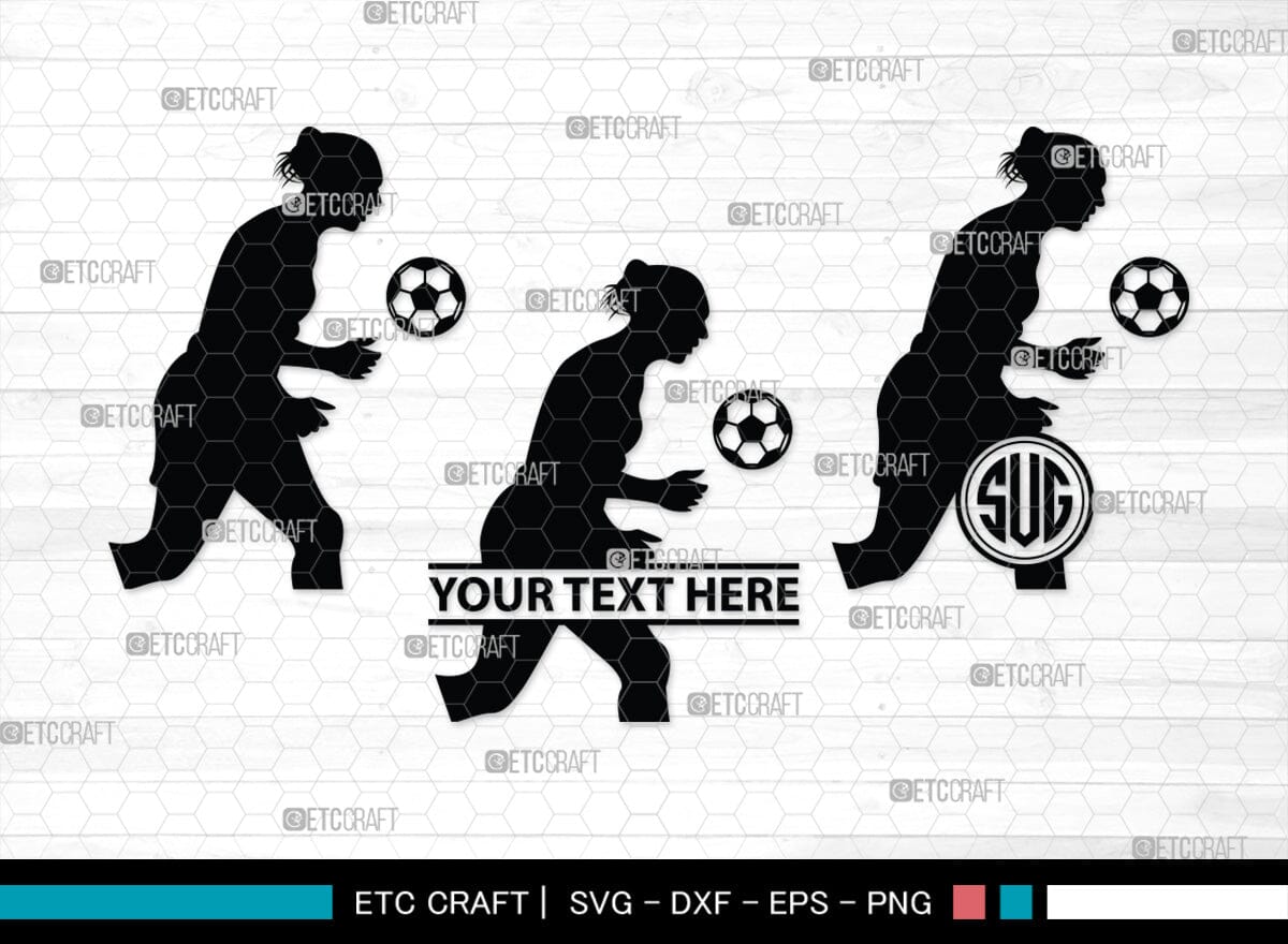 Soccer Player Monogram, Soccer Player Silhouette, Soccer Player SVG ...