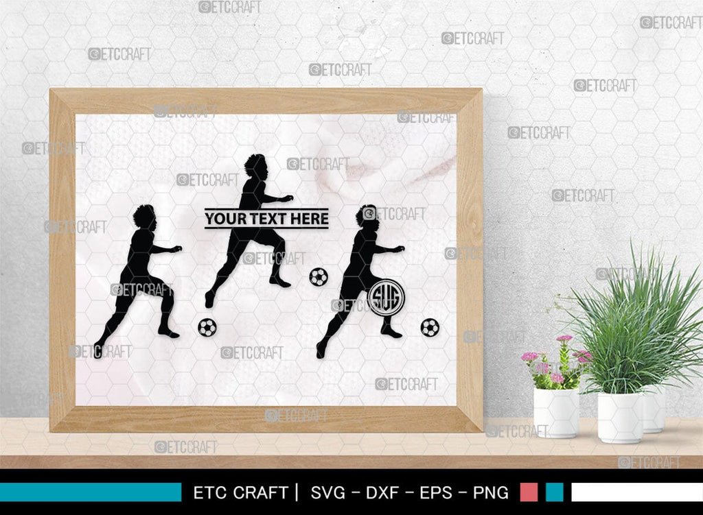 Soccer Player Monogram, Soccer Player Silhouette, Soccer Player SVG ...