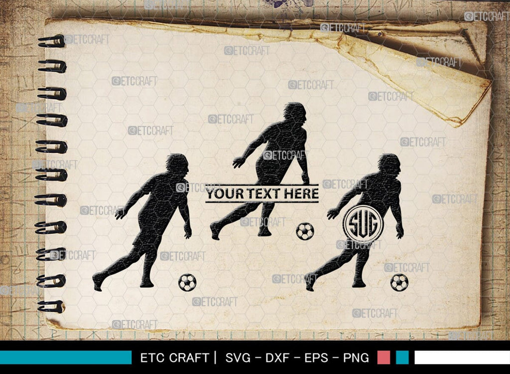 Soccer Player Monogram, Soccer Player Silhouette, Soccer Player SVG ...
