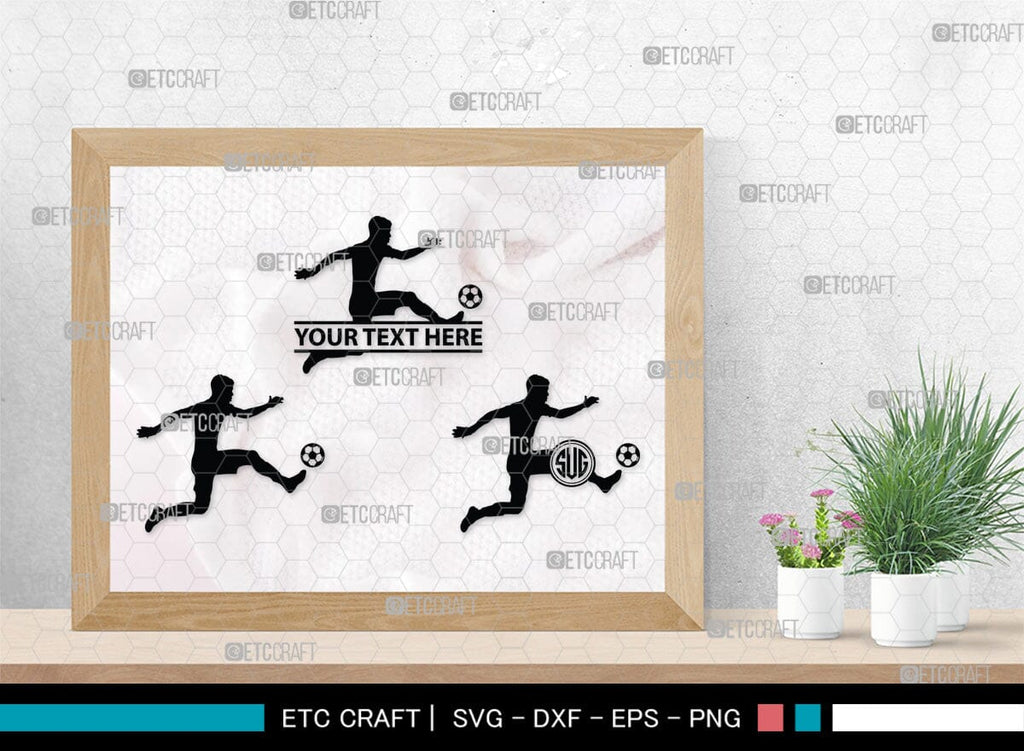 Soccer Player Monogram, Soccer Player Silhouette, Soccer Player SVG ...