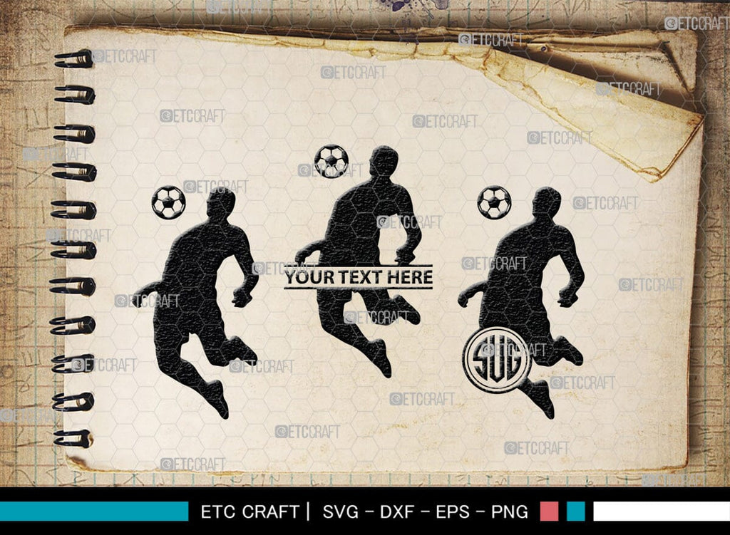 Soccer Player Monogram, Soccer Player Silhouette, Soccer Player SVG ...