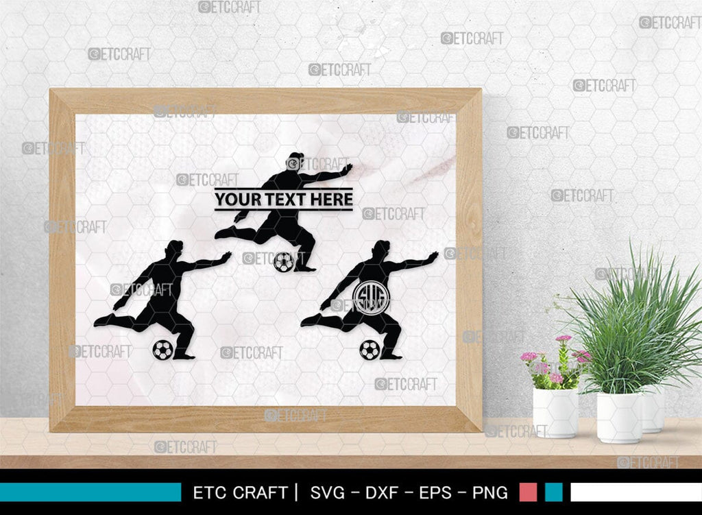Soccer Player Monogram, Soccer Player Silhouette, Soccer Player SVG ...
