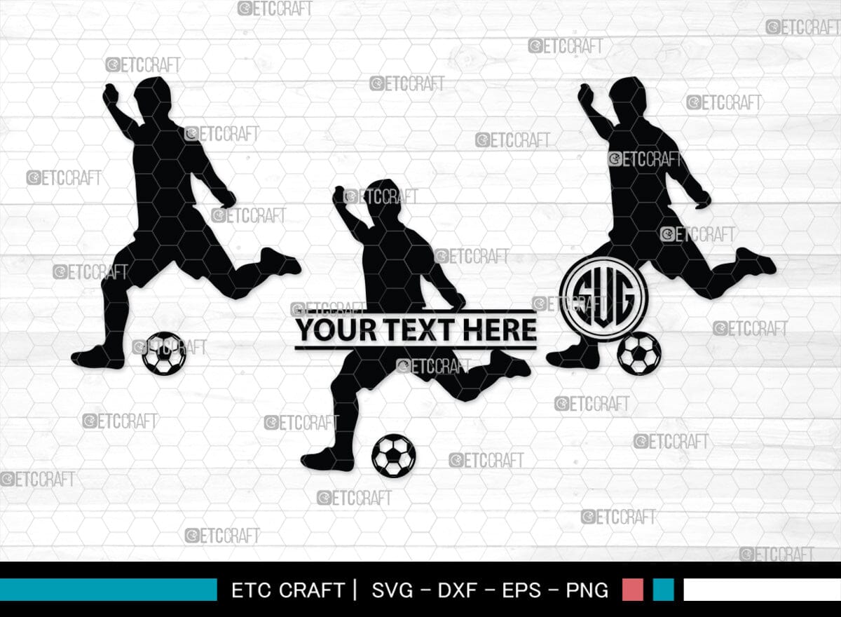 Soccer Player Monogram, Soccer Player Silhouette, Soccer Player SVG ...