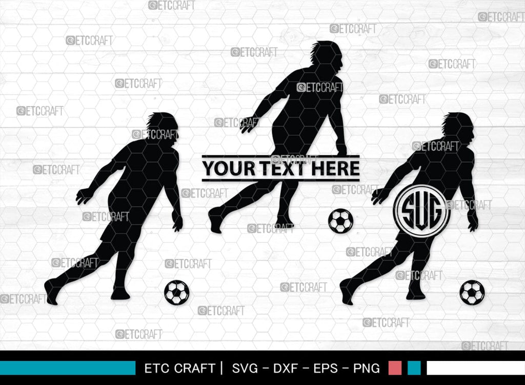 Soccer Player Monogram, Soccer Player Silhouette, Soccer Player SVG ...