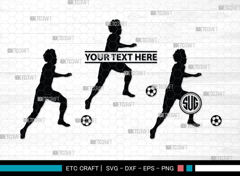 Soccer Player Monogram, Soccer Player Silhouette, Soccer Player SVG ...