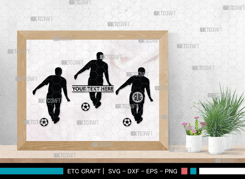 Soccer Player Monogram, Soccer Player Silhouette, Soccer Player SVG ...